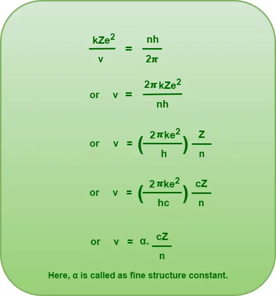 Speed Of Electron In Nth Bohr Orbit Physics Vidyalay