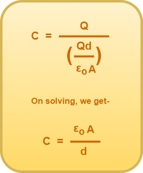 Parallel Plate Capacitor | Formula - Physics Vidyalay