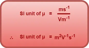 Mobility of Charge Carriers | Formula - Physics Vidyalay